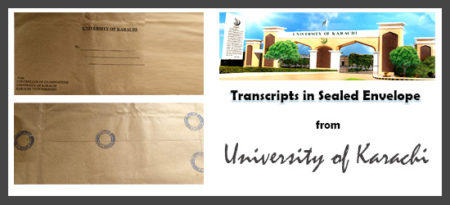 Transcript in official sealed envelope from the University of Karachi
